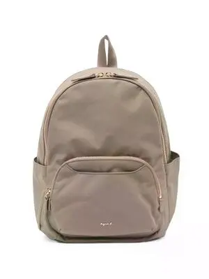 AGNES B. Logo-plaque Backpack - Neutrals