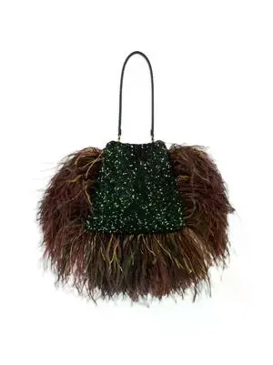 Etro Small Sequined Kalispera Bag With Feather And Animal Embroidery