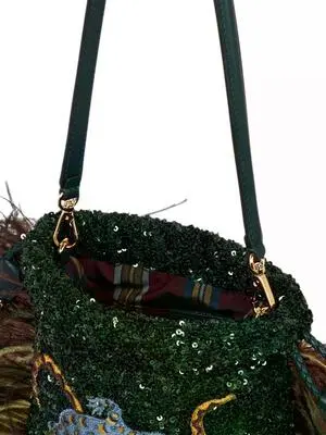 Etro Small Sequined Kalispera Bag With Feather And Animal Embroidery