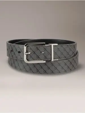 Calvin Klein Reversible Monogram Logo Belt - Silver
