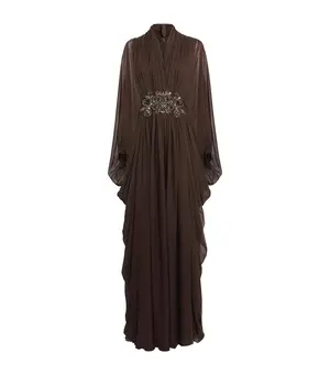Zuhair Murad Silk Chiffon Embellished Gown - Brown
