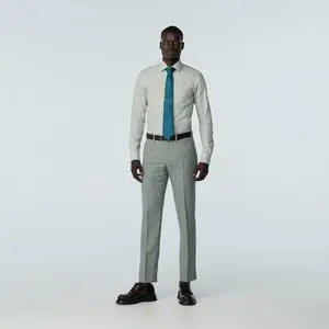 INDOCHINO Lambourn Wool Linen Dobby Light Sage Pants - Green