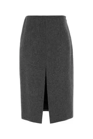 Prada Dark Grey Wool Skirt - Gray