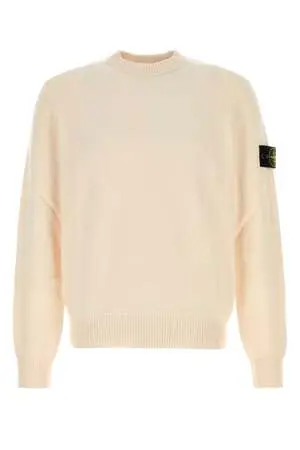 Stone Island Ivory Wool Sweater - White