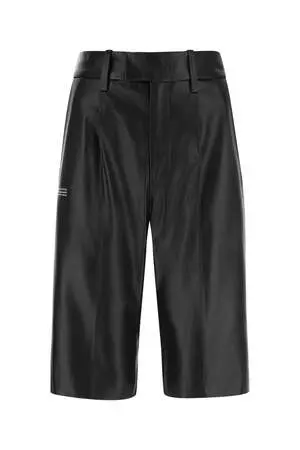 Off-White Leather Bermuda Shorts - Black