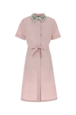 Prada Pastel Poplin Shirt Dress - Pink