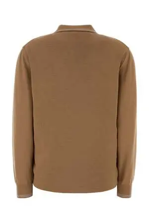 Miu Miu Camel Wool And Suede Cardigan - Brown