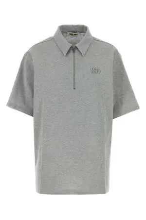 Miu Miu Grey Cotton Blend Oversize Polo Shirt - Gray