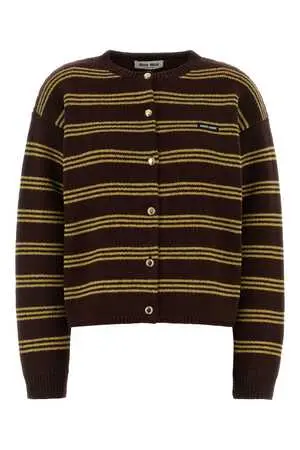 Miu Miu Embroidered Wool Blend Cardigan - Multicolor