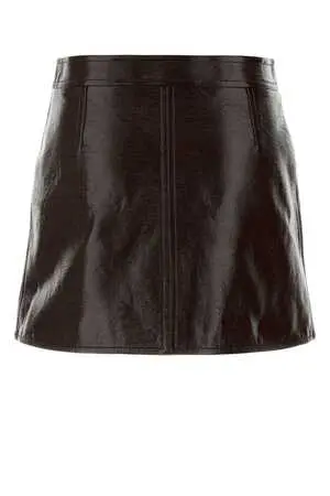 COURREGES Chocolate Vinyl Mini Skirt - Brown
