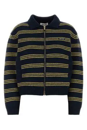 Miu Miu Embroidered Wool Blend Cardigan - Multicolor