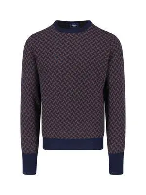 DRUMOHR Cashmere Jacquard Crewneck Sweater - Blue