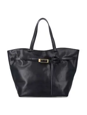 ANINE BING Large Leather Tote Bag With Buckle Detail