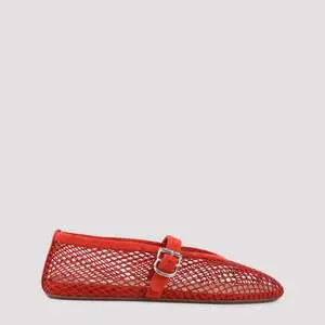 AZZEDINE ALAIA Ballet Flats In Fishnet And Suede - Red
