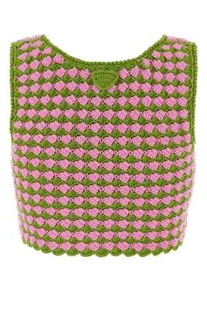 Prada Tow-tone Crochet Crop Top
