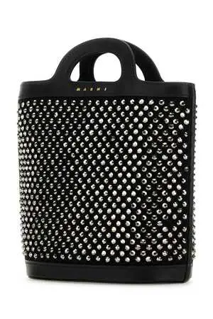Marni Embellished Mesh Nano Tropicalia Handbag - Black