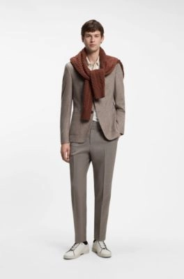 BOSS Herringbone Slim-fit Blazer In A Rich Wool Blend