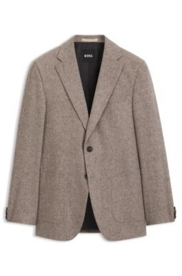 BOSS Herringbone Slim-fit Blazer In A Rich Wool Blend