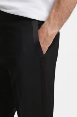Hugo Extra-slim-fit Tuxedo Pants In A Wool Blend