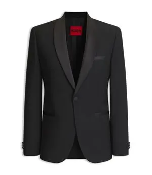 Hugo Shawl-collar Tuxedo Jacket In A Performance Wool Blend - Black