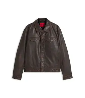 Hugo Regular-fit Leather Jacket With Chest Pockets