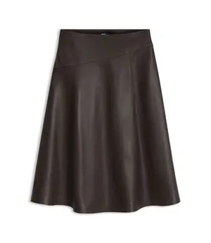 BOSS A-line Nappa Leather Skirt With Diagonal Cut