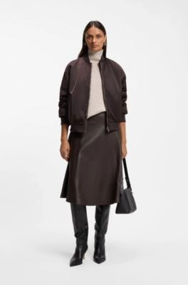 BOSS A-line Nappa Leather Skirt With Diagonal Cut