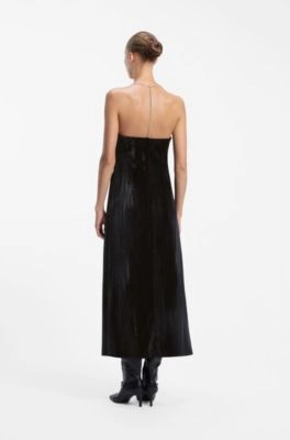 Hugo Velvet Maxi Dress With Chain Halter Straps