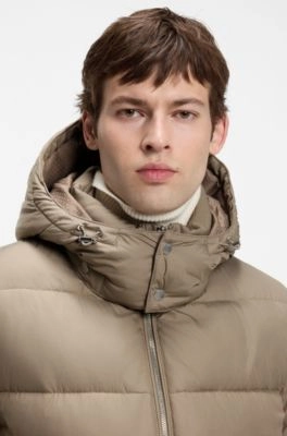 BOSS Water-repellent Puffer Jacket With Adjustable Hood