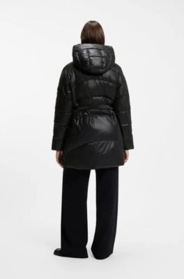 BOSS Knee-length Hooded Jacket With Removable Belt