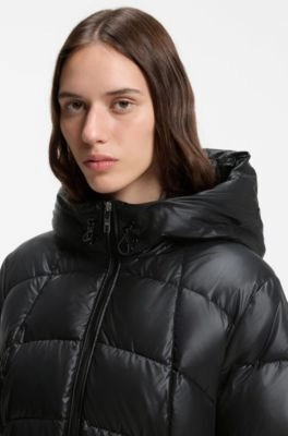 BOSS Knee-length Hooded Jacket With Removable Belt