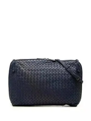 Bottega Veneta 2012-2026 Large Nappa Intrecciato Nodini Crossbody Bag - Blue