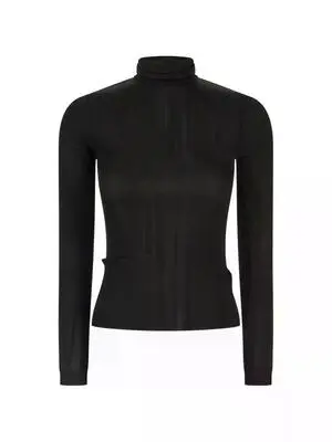 AGOLDE Caryle Ribbed-knit Roll-neck Top - Black