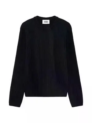 Alpha Studio Ribbed-knit Crew-neck Sweater - Blue