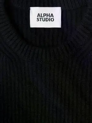 Alpha Studio Ribbed-knit Crew-neck Sweater