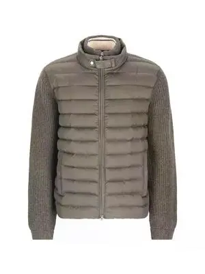 Herno Quilted-panel Ribbed-knit Jacket - Neutrals
