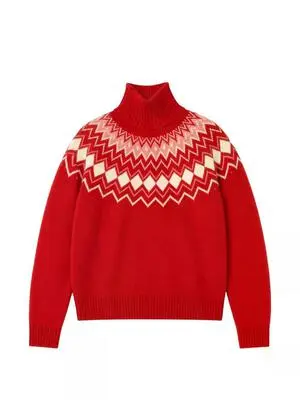 Chinti & Parker Fair Isle Roll-neck Sweater - Red