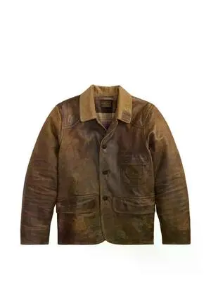 Ralph Lauren Corduroy-collar Leather Jacket - Brown