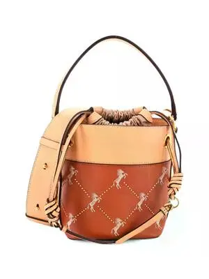 Chloé Roy Embroidered Leather Mini Bucket Bag Neutrals