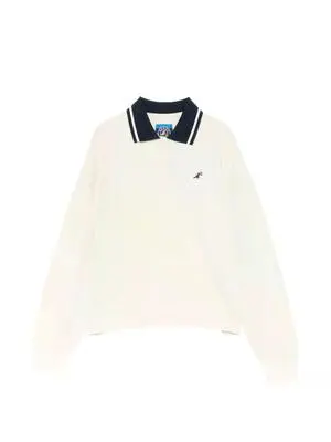 AGNES B. Dinosaur-embroidered Long-sleeves Polo Shirt - Neutrals