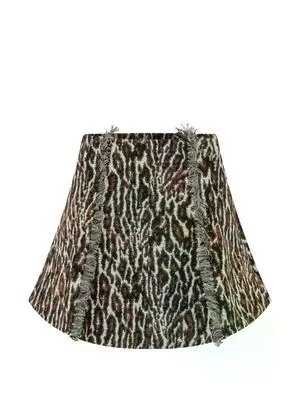 GANNI Leopard-jacquard Frayed-edge Mini Skirt - Brown