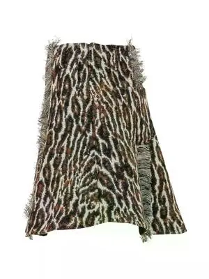 GANNI Leopard-jacquard Frayed-edge Mini Skirt