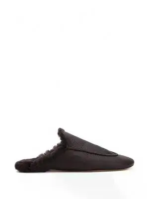 ODISSI Lio Fur-lined Leather Mules - Brown
