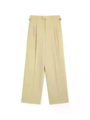 AMI Paris Pleated Wide-leg Trousers - Neutrals