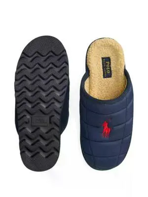 Polo Ralph Lauren Reade Quilted Suede-trim Slippers - Blue