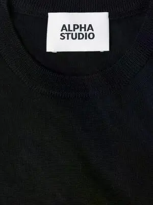Alpha Studio Fine-knit Crew-neck Sweater - Blue