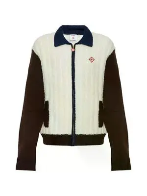 Casablanca Logo-patch Zip-up Sweater - Neutrals