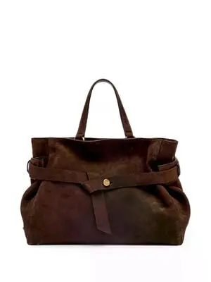 GIANNI CHIARINI Large Miranda Suede Belted Shoulder Bag - Brown