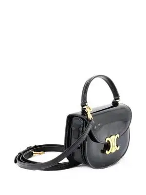 Celine Triomphe Besace Clea Top Handle Flap Bag Patent Mini Satchel