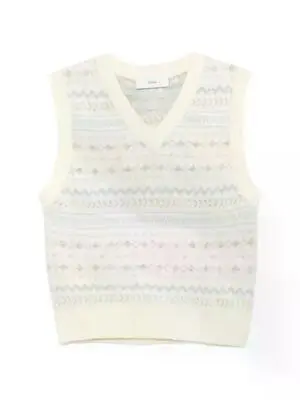 DUNST Fair Isle V-neck Sweater Vest - Neutrals